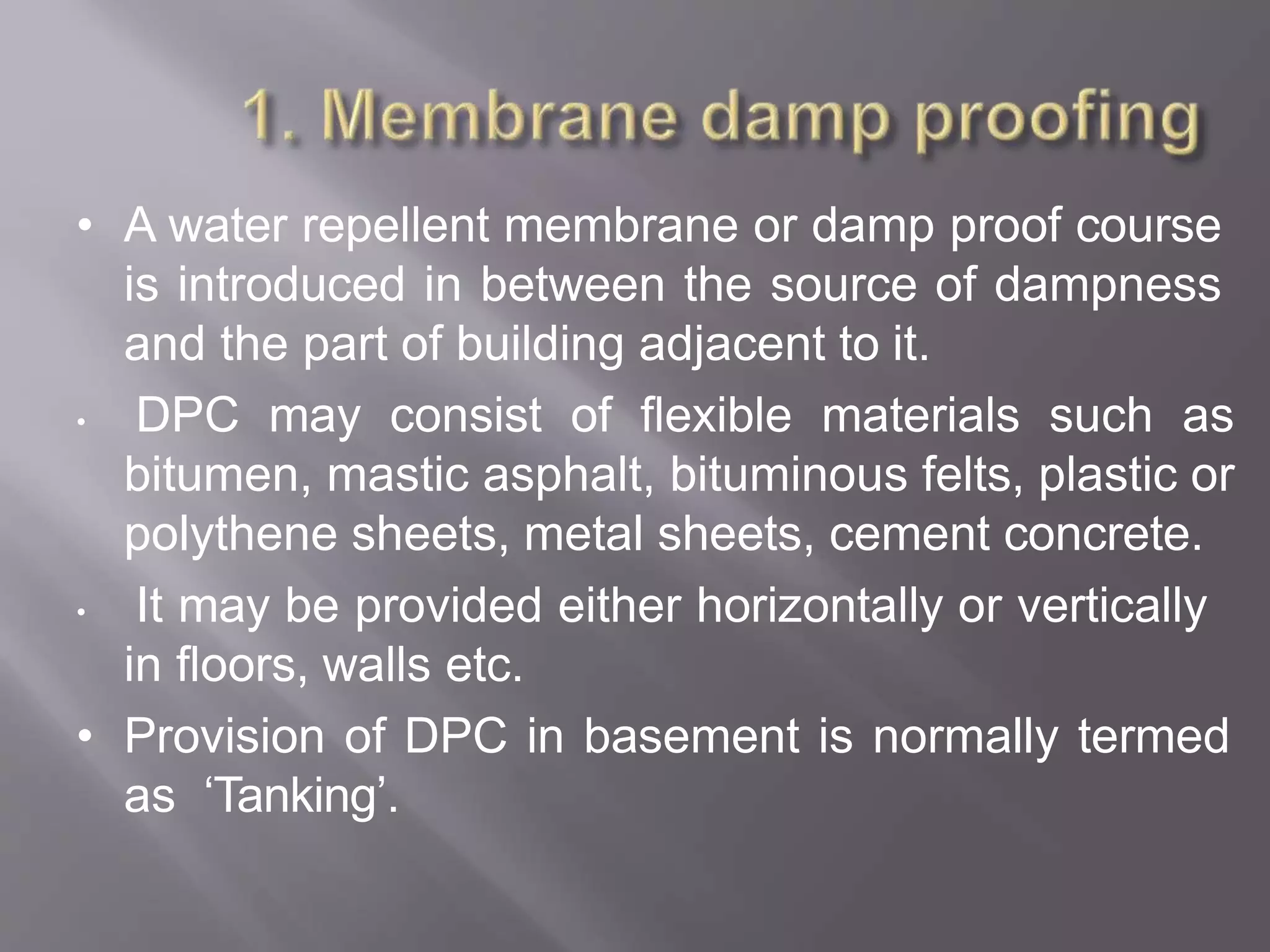 Damp proof course | PPTX | Civil Engineering Industry | Industries