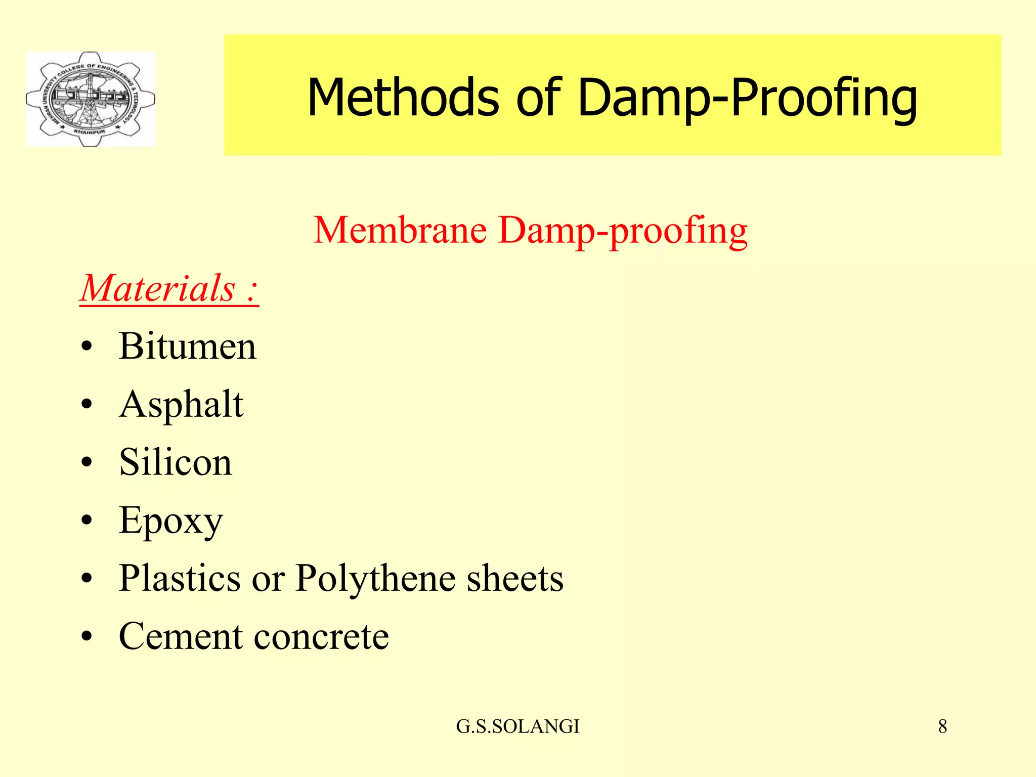 Damp proofing ppt | PPT