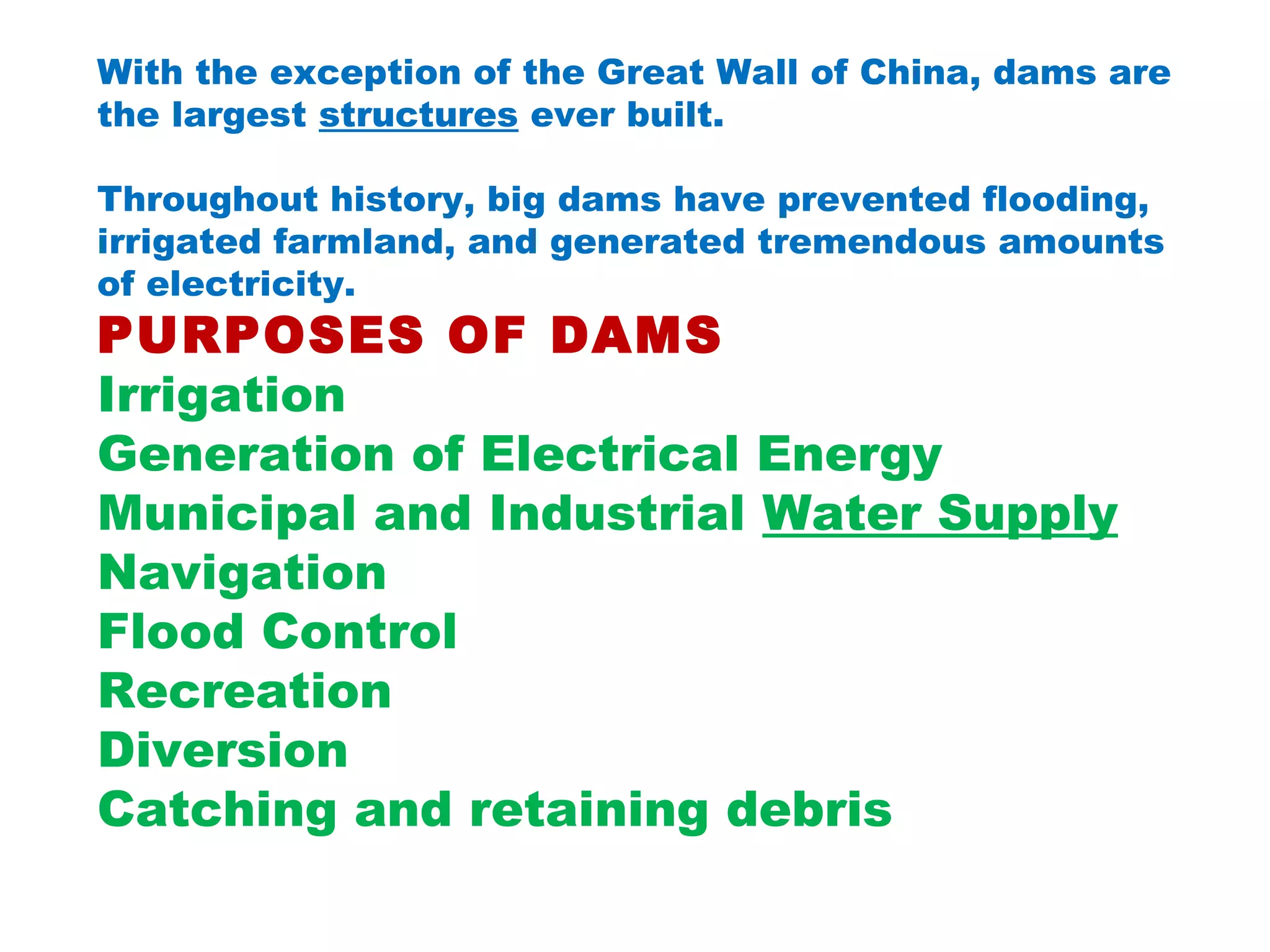 Dams & its roles | PPT