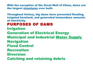 Dams & its roles | PPT