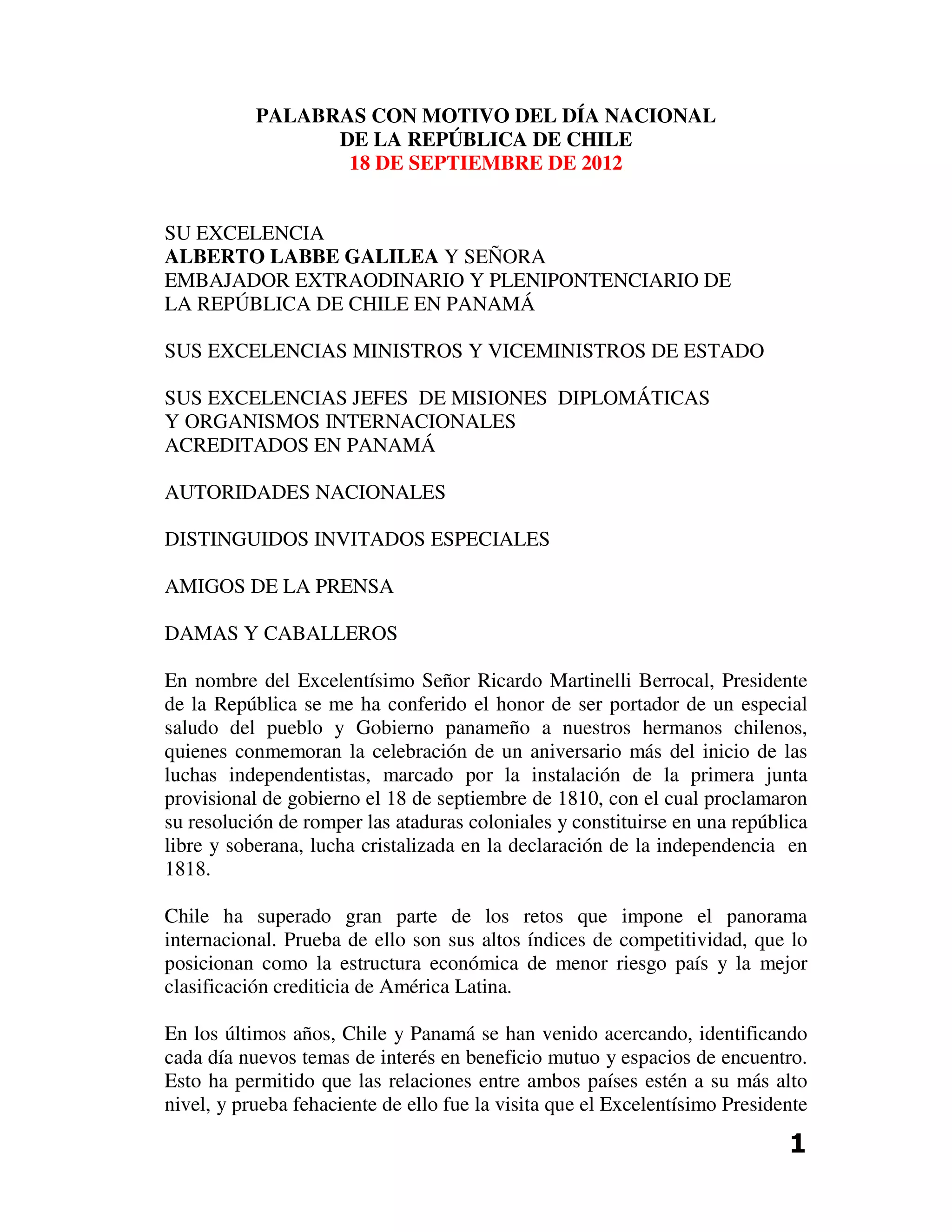 Día nacional de la república de chile | PDF | South America Travel ...