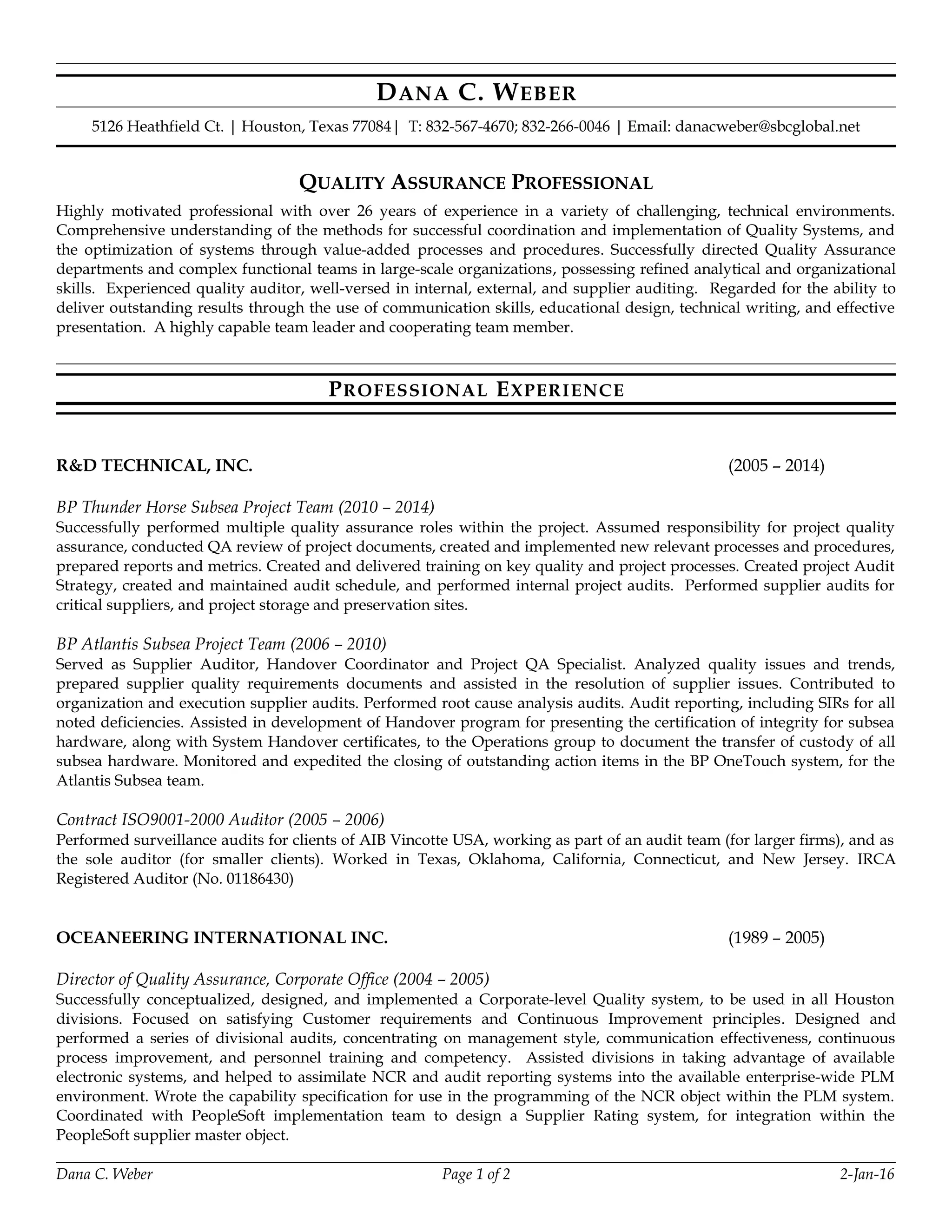 Dana C. Weber Resume | DOC