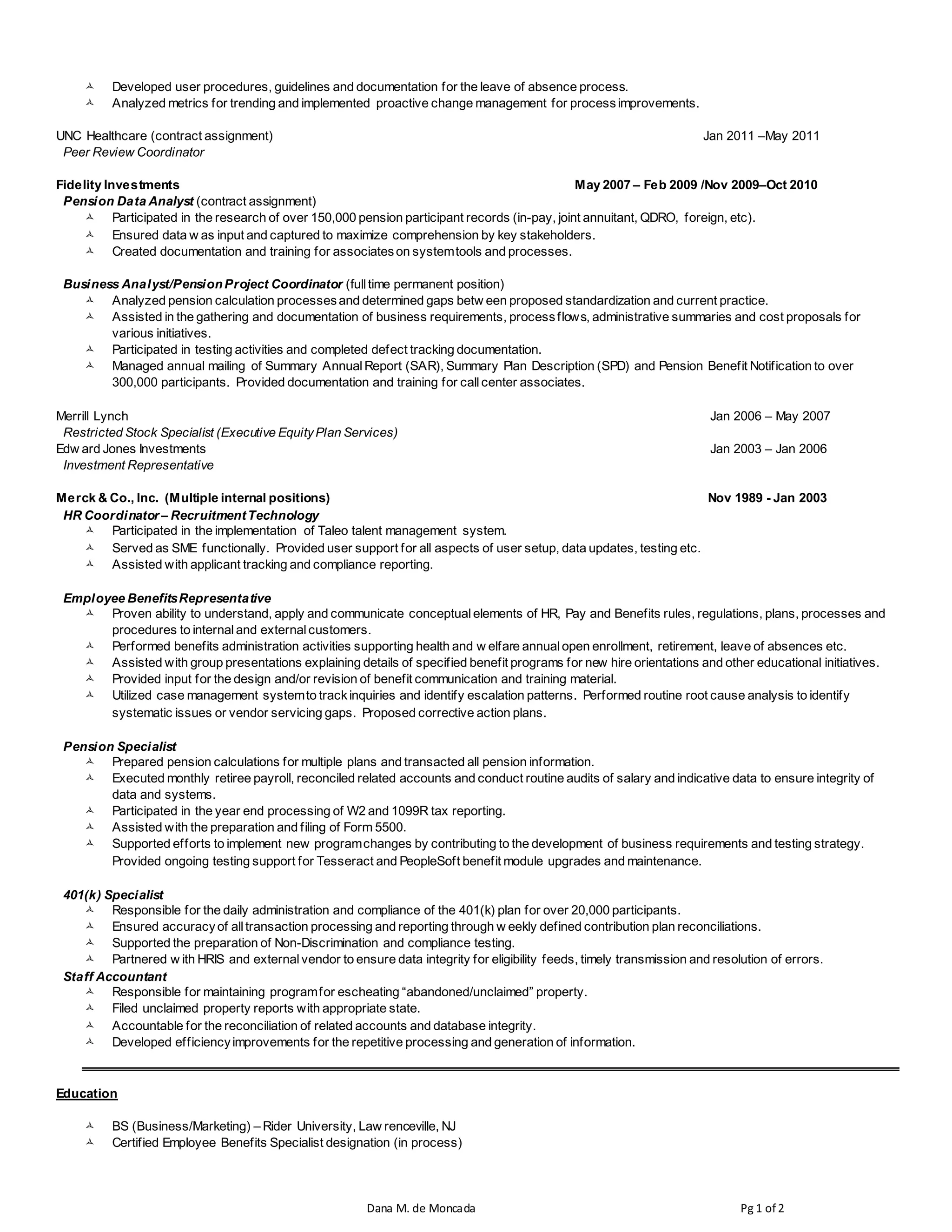 Dana de moncada resume 2016 | DOCX | Government Support and Welfare | Financial Assistance