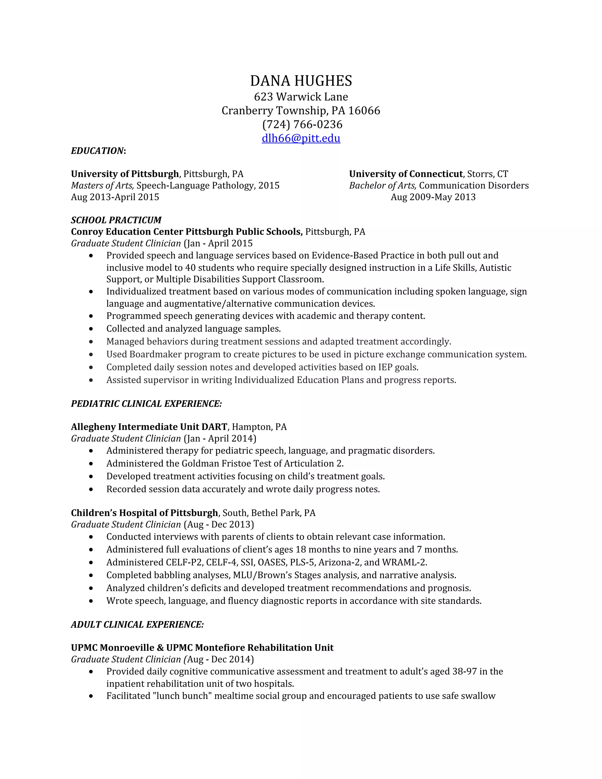 Dana hughes resume | DOC
