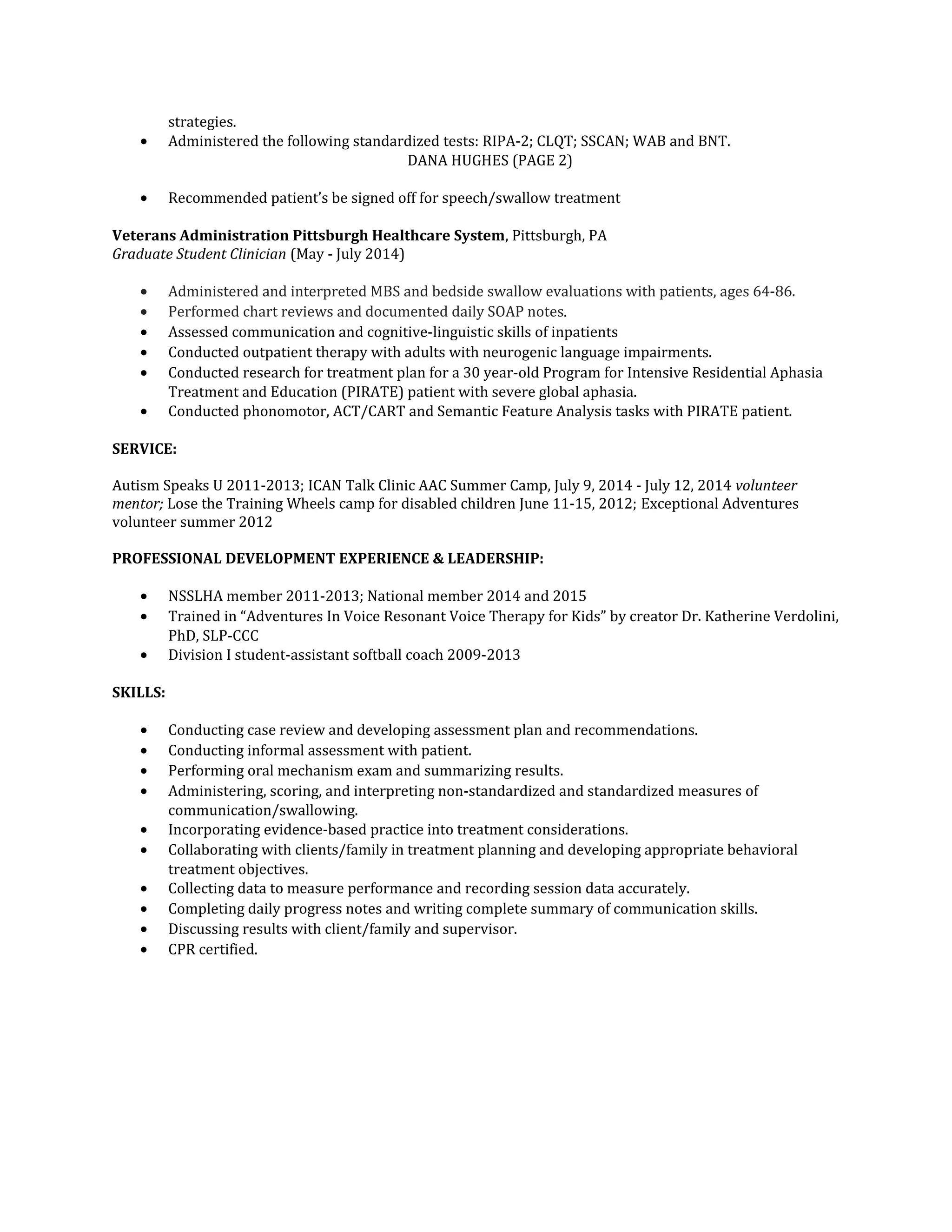 Dana hughes resume | DOC