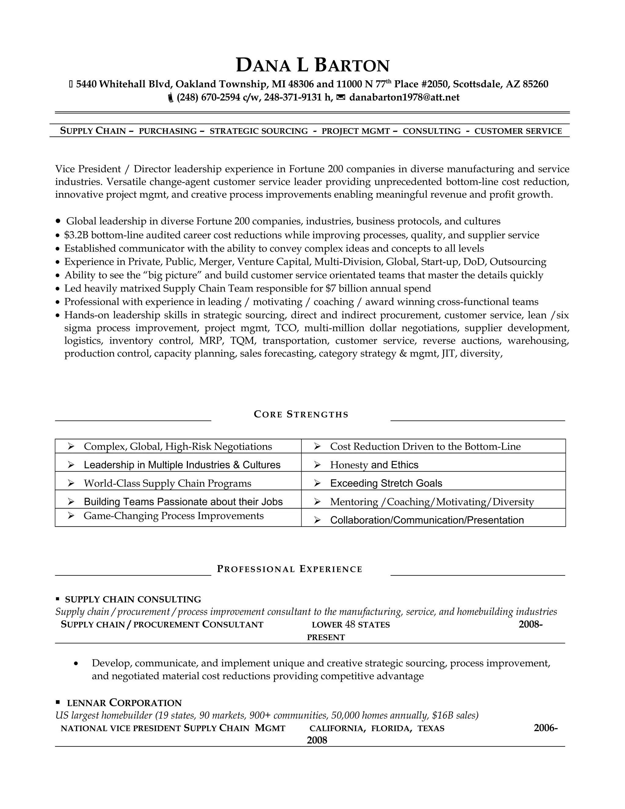 Dana L Barton Resume 10 22 10 | DOC