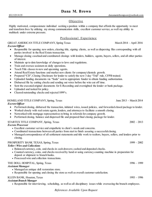 Dana m. brown resume | DOCX