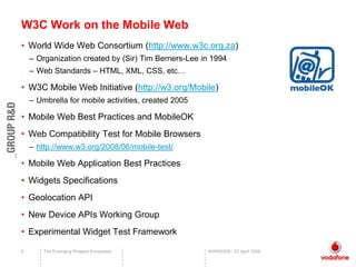 Emerging Widgets Ecosystem - for Vodacom Widget Developer Camp | PPT