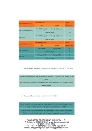Dana steel gi_coils_uae_gi_astm_jis_specifications | PDF