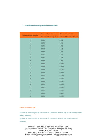 Dana steel gi_coils_uae_gi_astm_jis_specifications | PDF