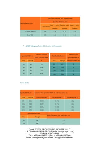 Dana steel gi_coils_uae_gi_astm_jis_specifications | PDF