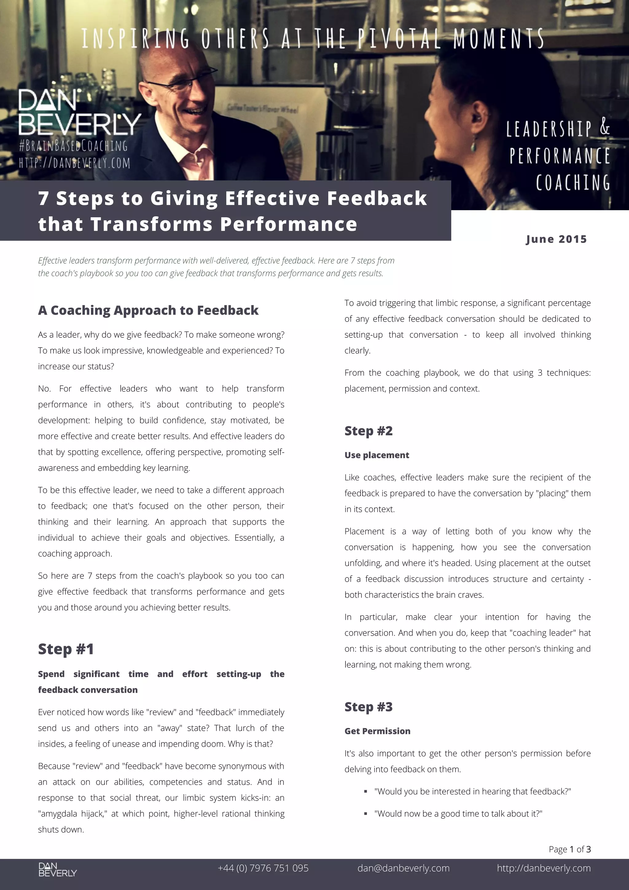 7 Steps to Giving Effective Feedback | PDF