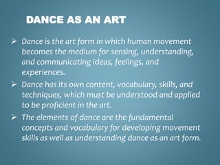 The discussion of dance in 12th grade... | PPT
