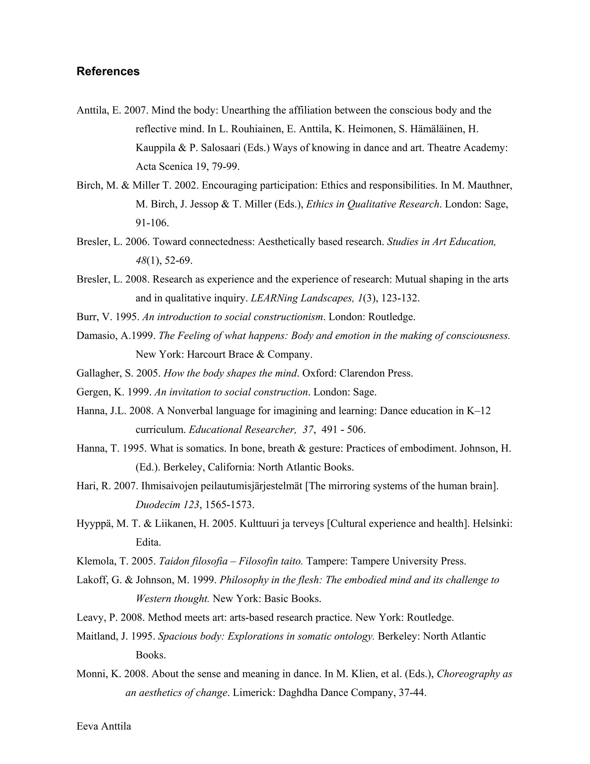 Dance As A Place For Learning Eeva Anttila | PDF