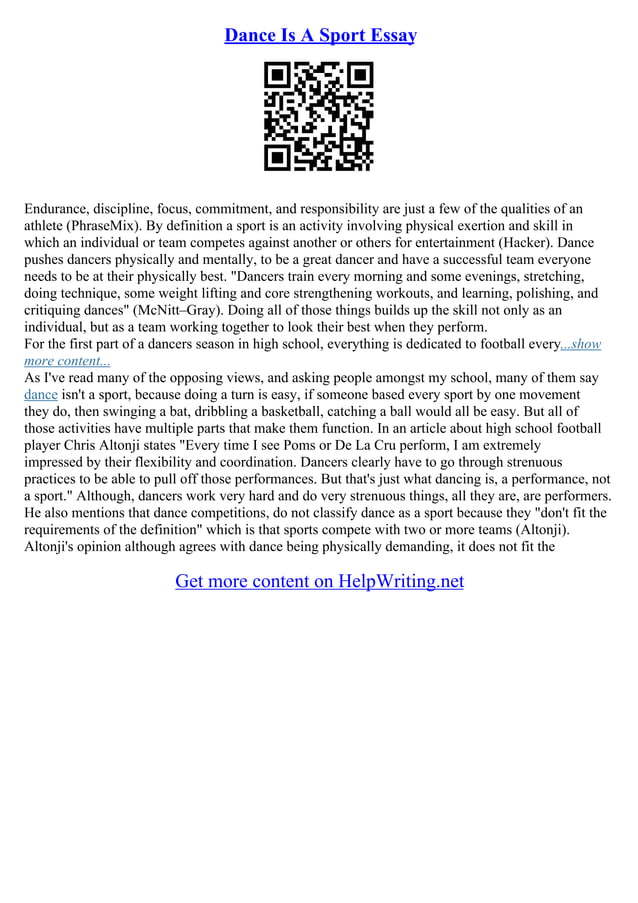 Dance Is A Sport Essay | PDF