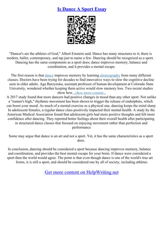 Dance Is A Sport Essay | PDF