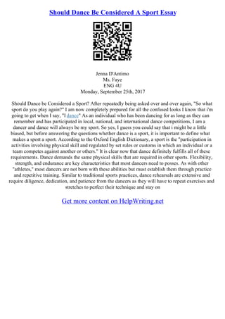Dance Is A Sport Essay | PDF