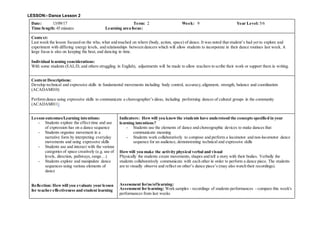 Dance lesson plan 2 | DOCX