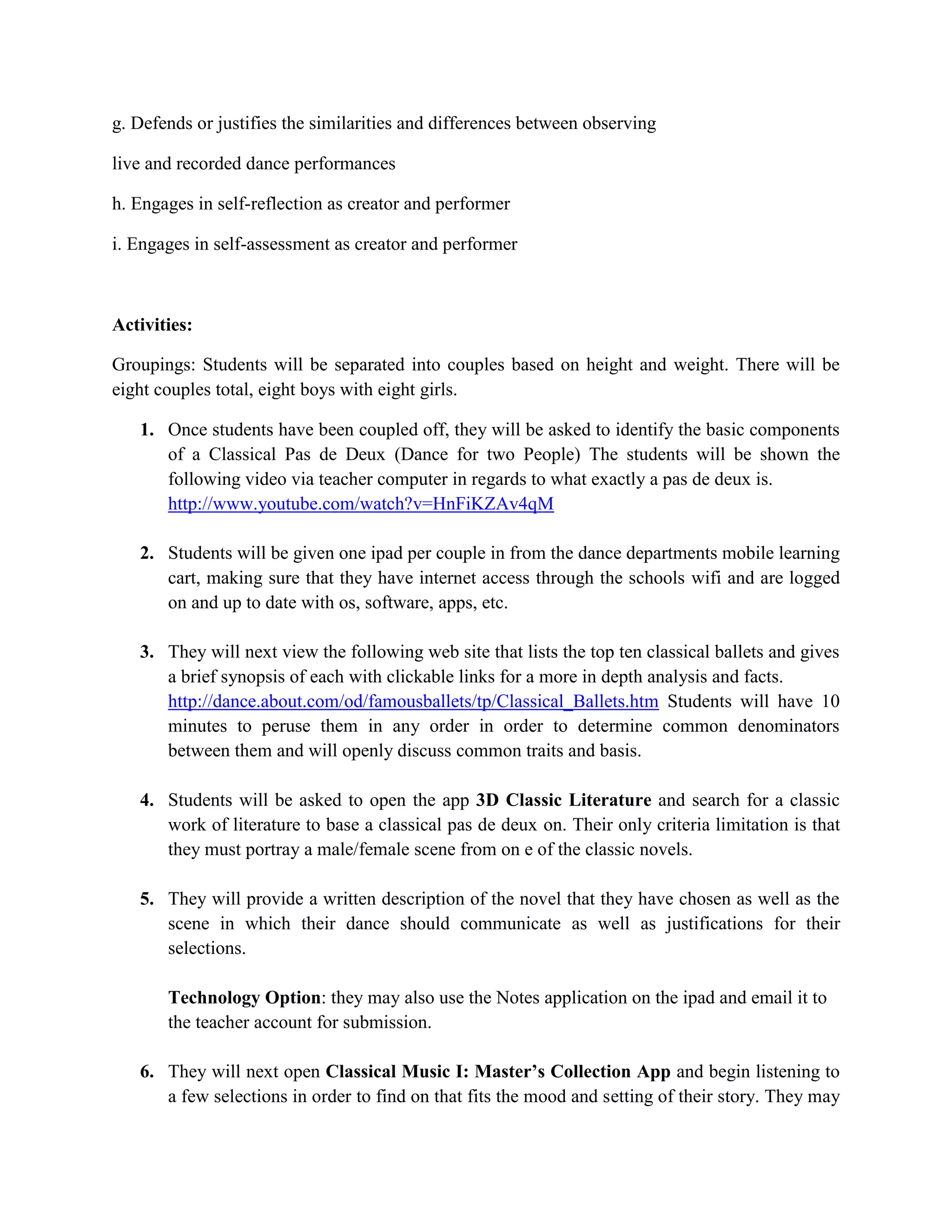 Dance lesson plan updated for technology | PDF