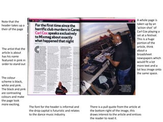 Dance music magazine layout research | PPT