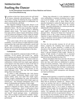 Dance nutrition | PDF
