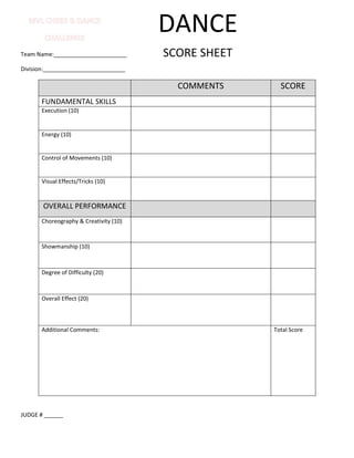 Dance score sheet | PDF