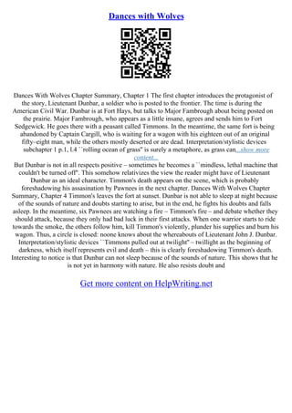 Dances With Wolves Essay | PDF