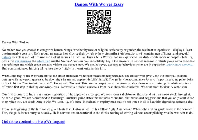 Dances With Wolves Essay | PPT