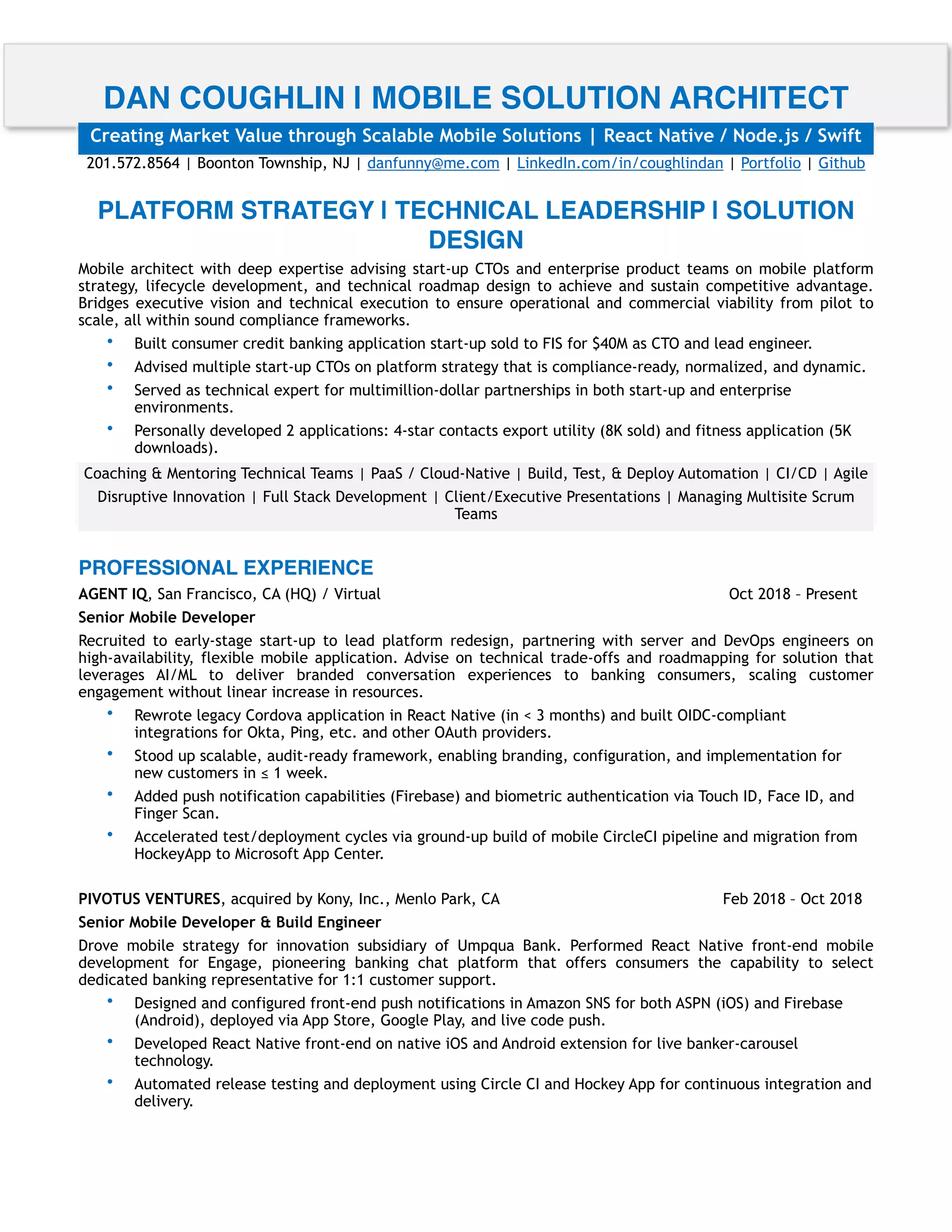 Dan Coughlin Resume 2020 | PDF