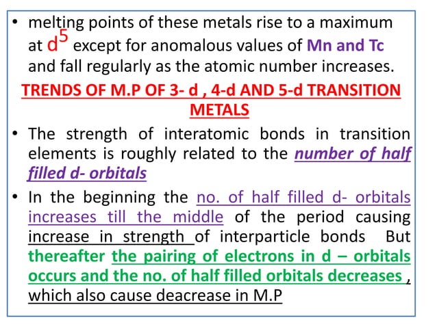d and f block elements | PPTX | Chemistry | Science