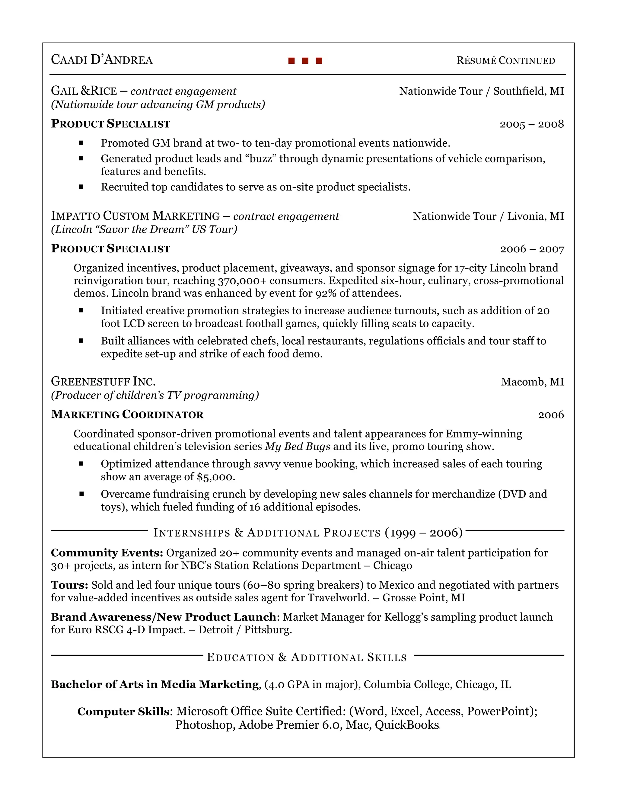 DAndrea Account Coordinator Resume | PDF