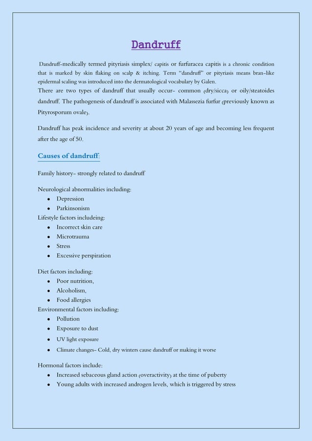 Dandruff | PDF | Skin and Dermatology | Diseases and Conditions