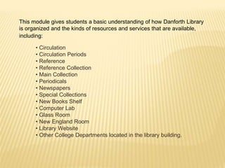 Danforth librarytour | PDF