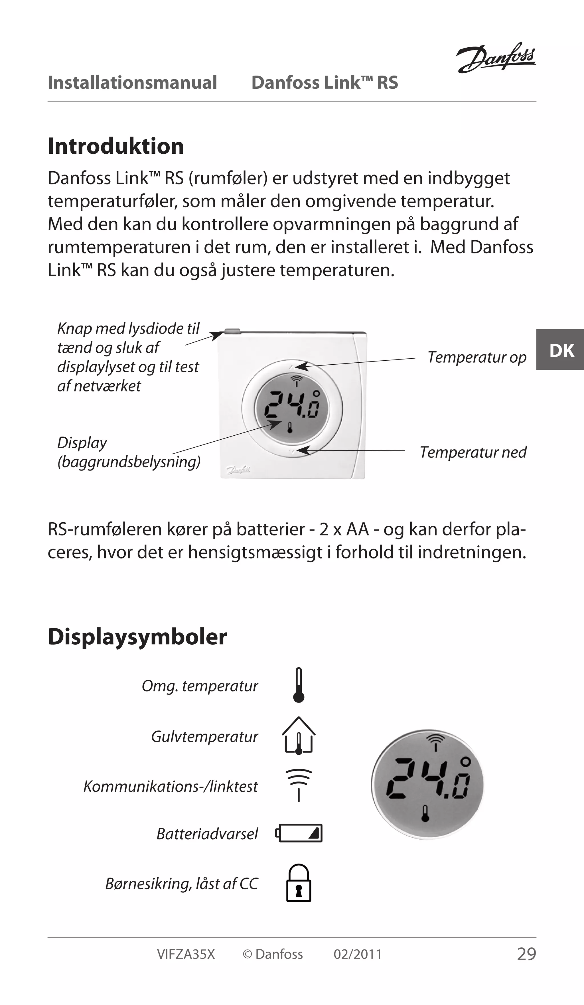 Manual Wall thermostat Danfoss link rs-Zwave | PDF