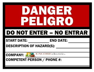 Danger CAZ Sign Fillable For Construction Industry | PDF