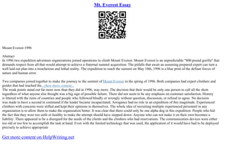 Danger Of Mount Everest Essay | PPT
