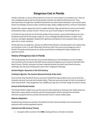 Dangerous Cats in Florida: History of Dangerous Cats in Florida | PDF