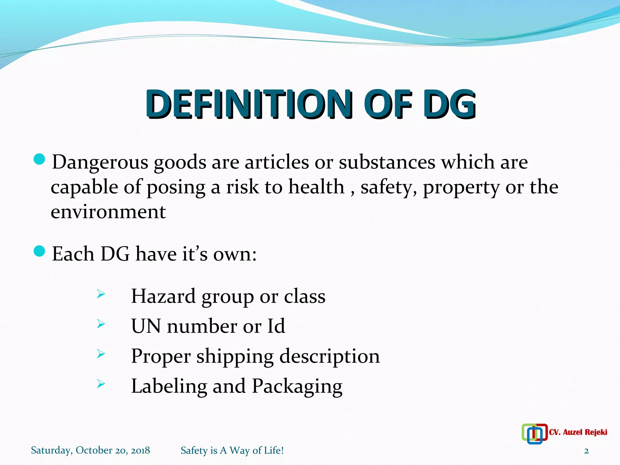 Dangerous Goods Awareness and Handling Safety | PPS