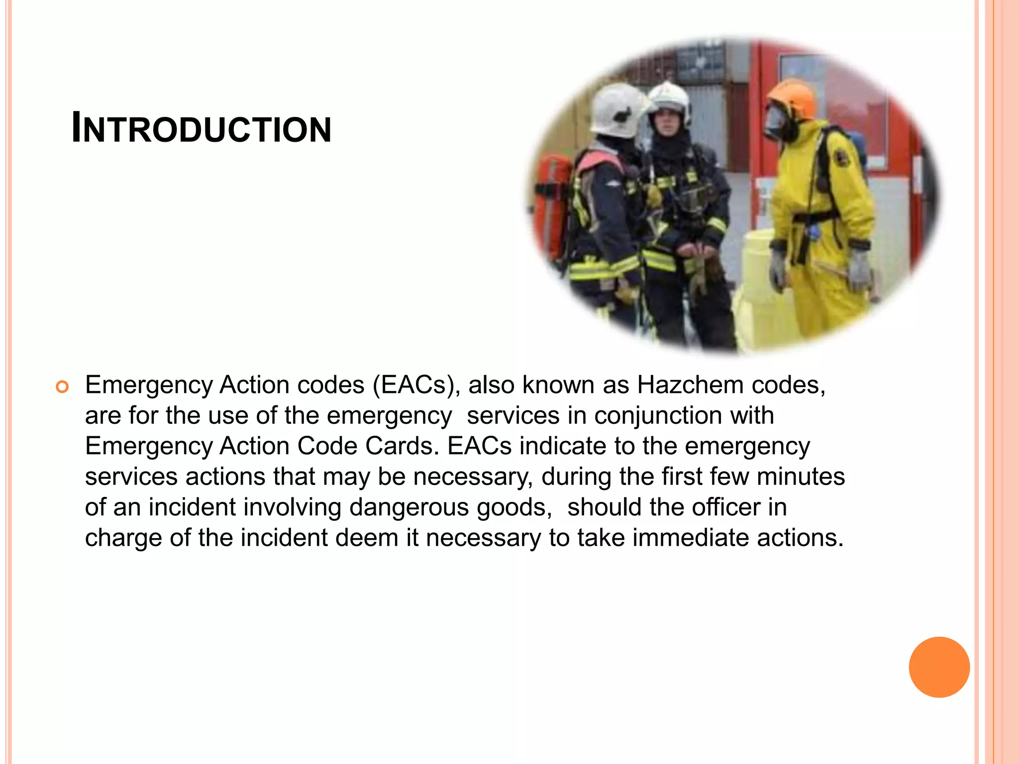 Dangerous Goods Emergency Action Codes | PPTX