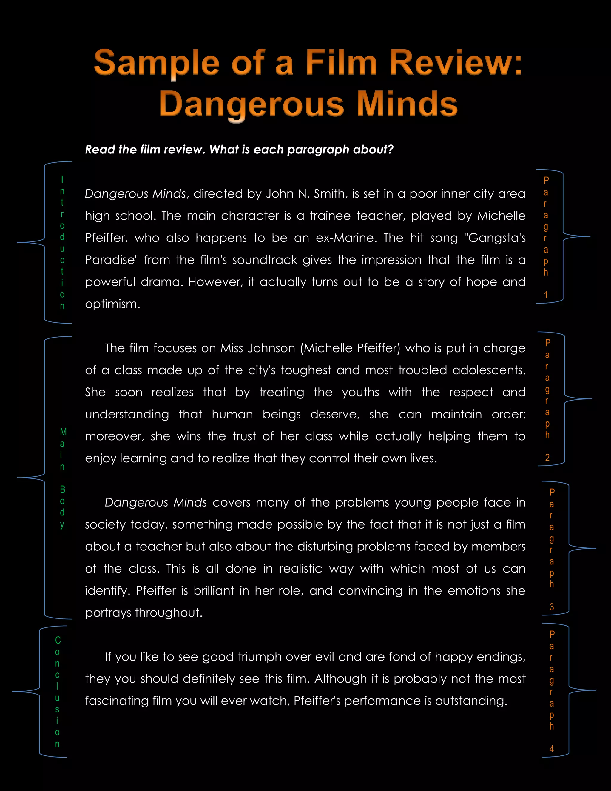 Dangerous Minds_Sample of a Film Review | PDF
