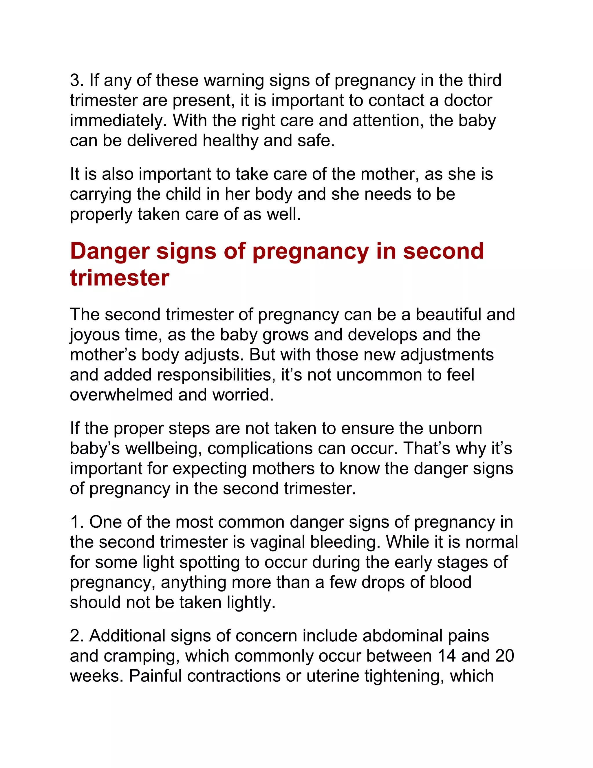 Danger signs of pregnancy in third trimester the most 5 Warning Signs.docx