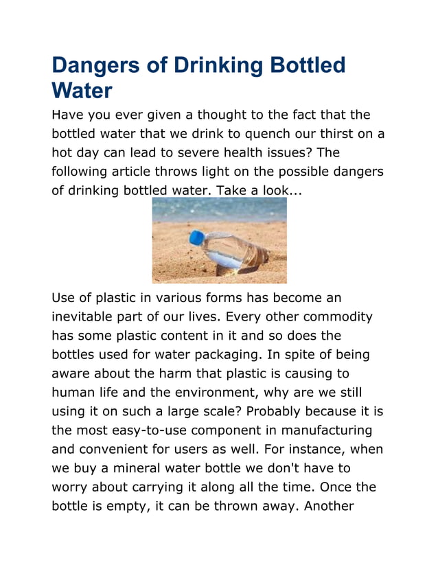 Dangers of drinking bottled water | PDF