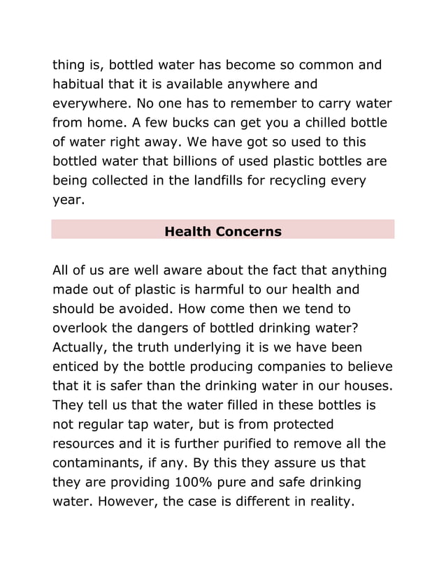 Dangers of drinking bottled water | PDF