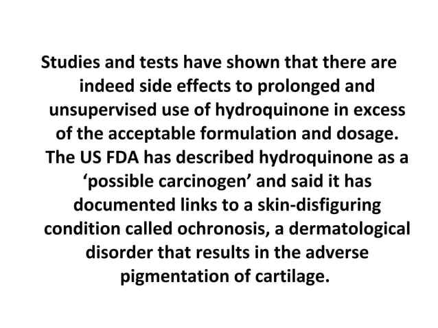 Dangers Of Hydroquinone | PPT | Skin and Dermatology | Diseases and ...