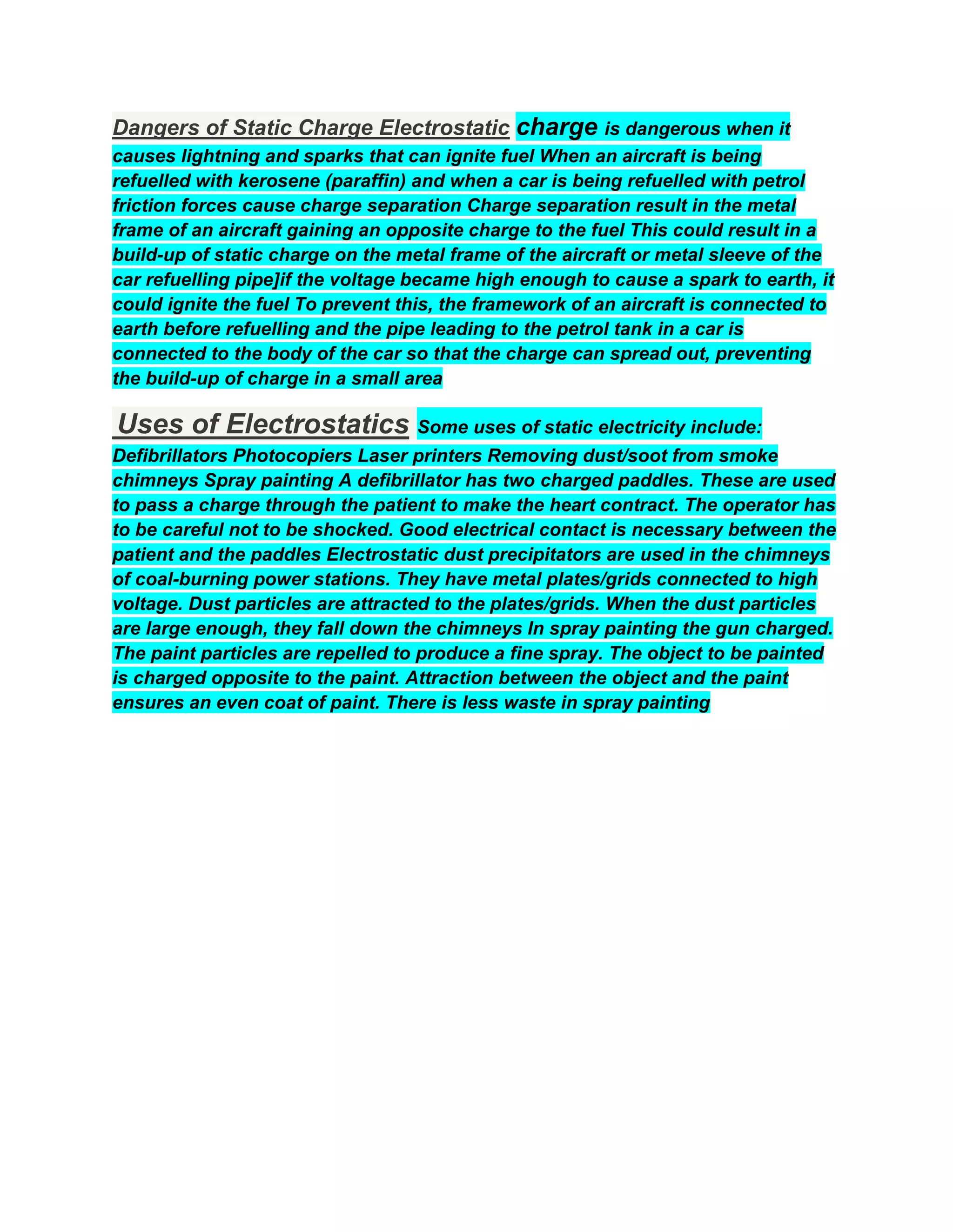 Dangers of static charge electrostatic charge is dangerous when it ...