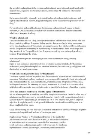 Danger zone teen substance use and treatment | PDF