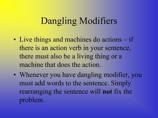 Dangling modifiers | PPTX