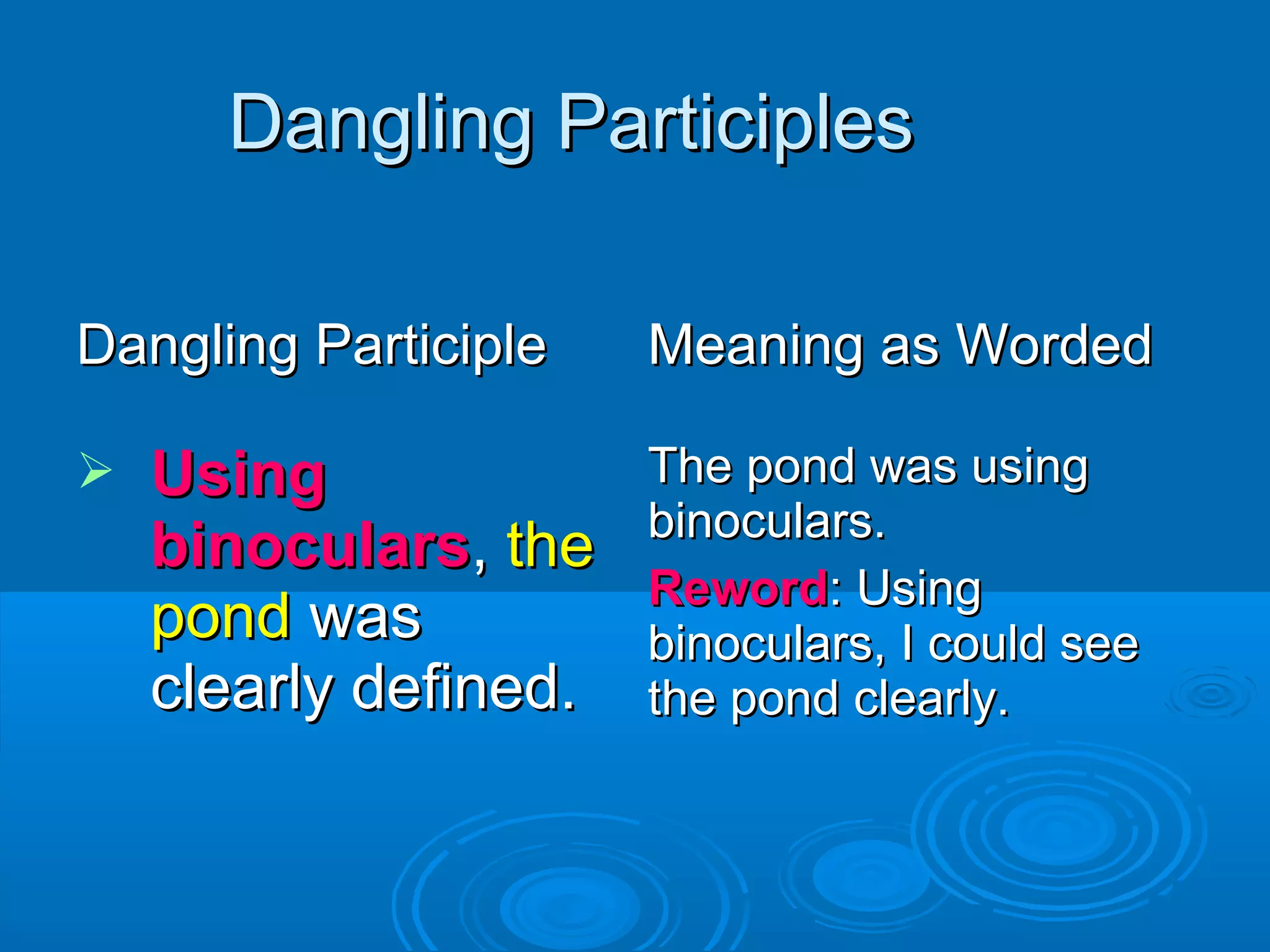 Dangling participles | PPT | Outdoor Attractions | Attractions