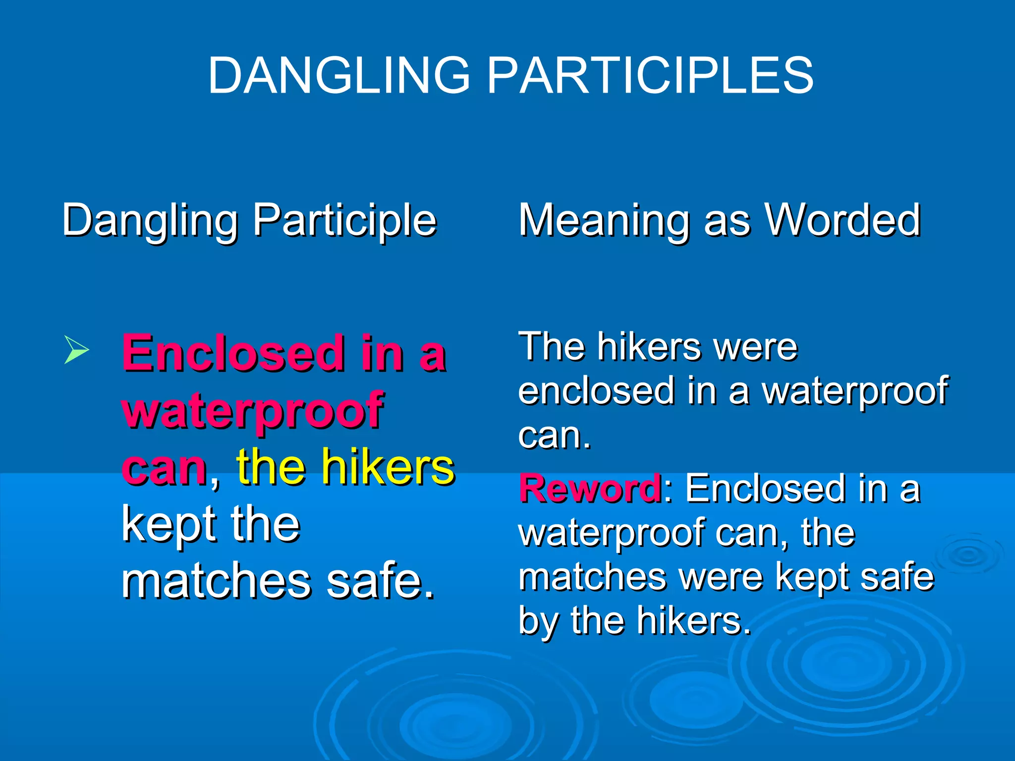 Dangling participles | PPT | Outdoor Attractions | Attractions