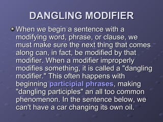 Dangling modifiers | PPT